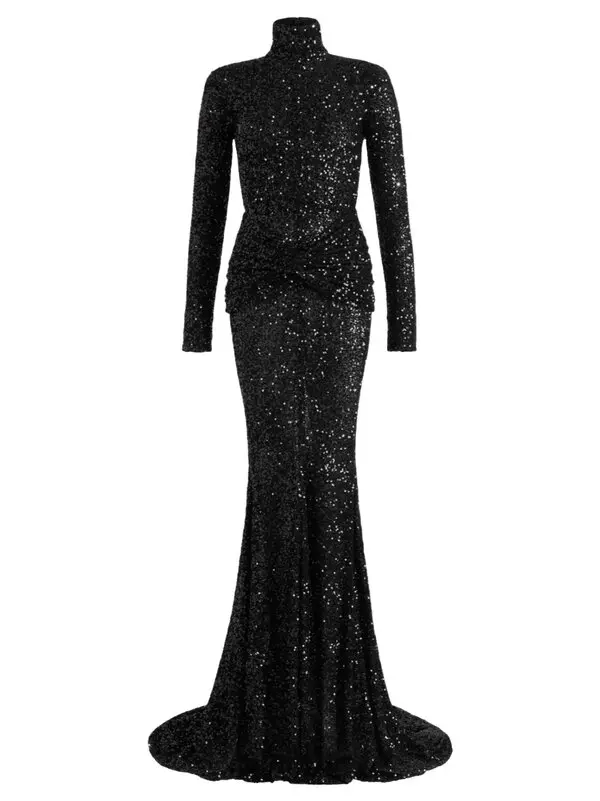 PATOU Sequinned High-neck Maxi Dress - Black