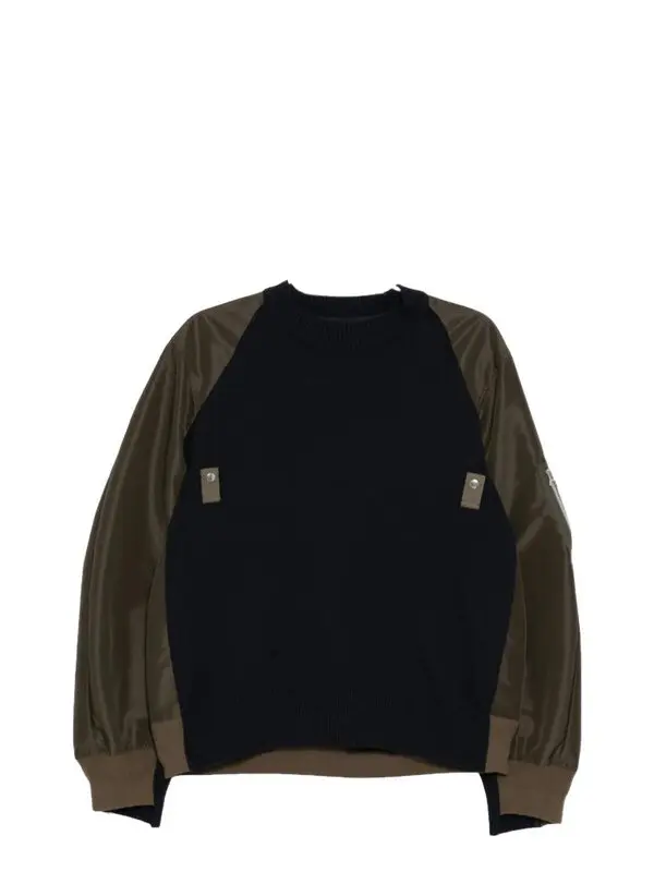 Sacai Sponge Sweatshirt With Zippered Sleeve Pockets - Black