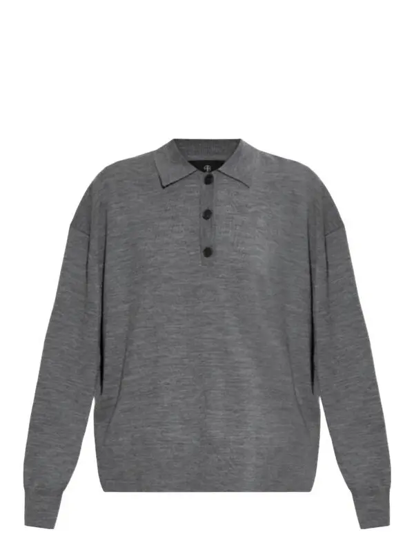 ANINE BING Buttoned Polo Top - Gray