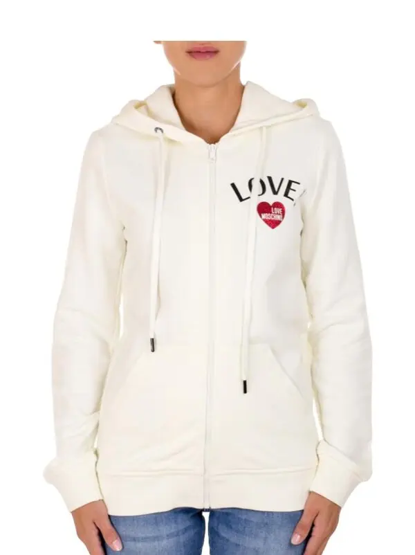 Moschino Hooded Zip-up Jacket - White
