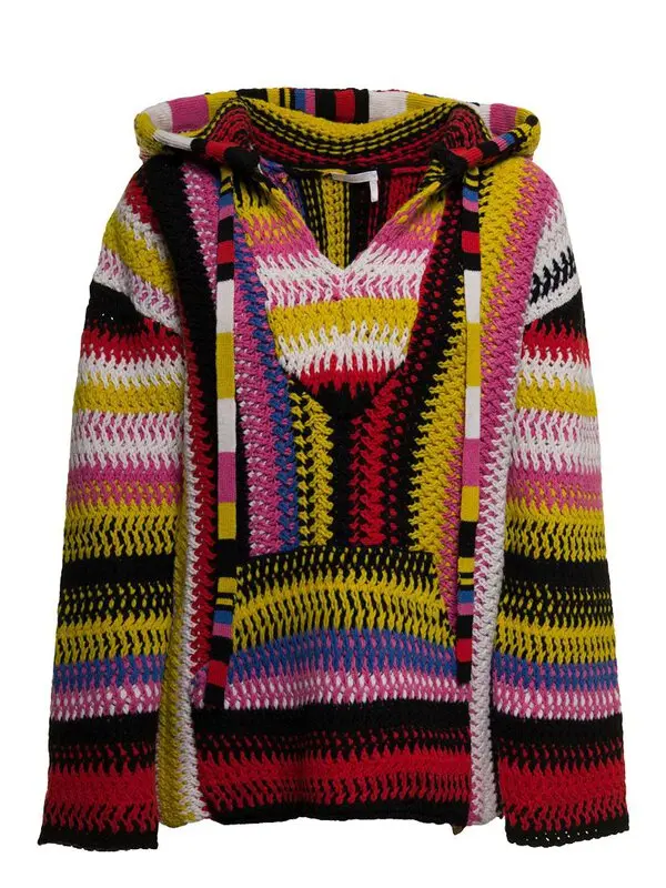 Chloé Cashmere-wool Blend Hooded Top - Multicolor