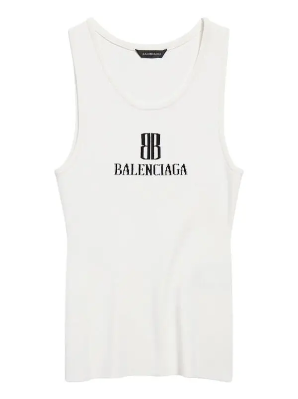 Balenciaga Sleeveless Nano Bb Artwork Jacquard Tank Top - White/black
