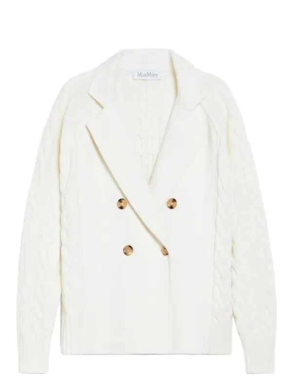 Max Mara Micio Double-breasted Cable-knit Cardigan - Vanilla