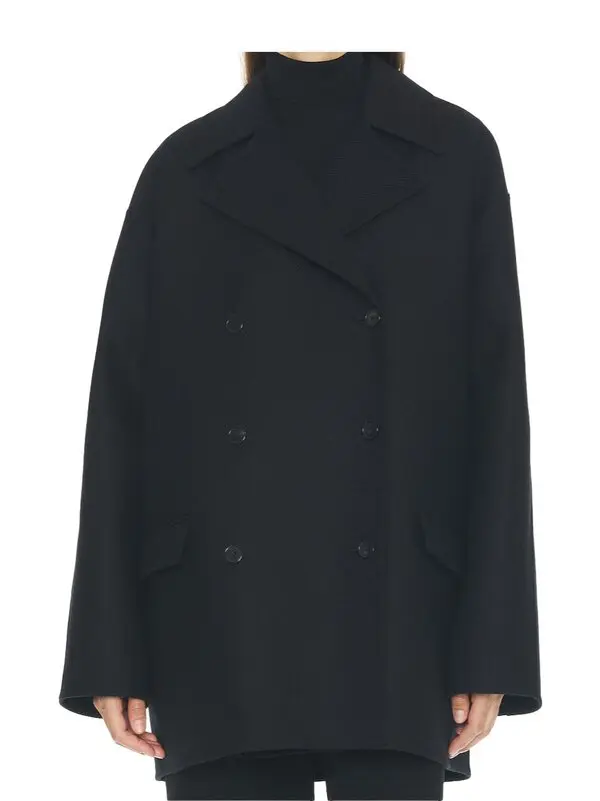 THE ROW Double-breasted Pocket Coat - Black