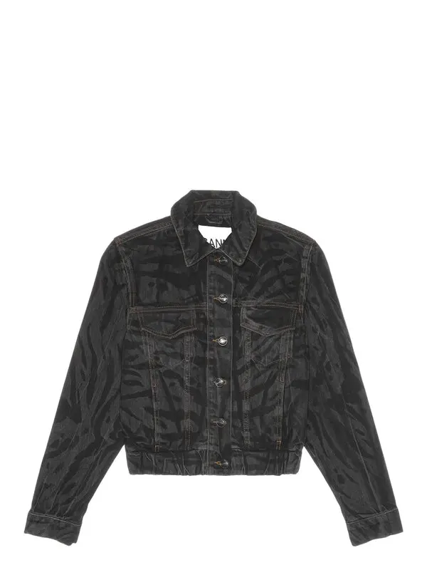 GANNI Zebra Print Cropped Jacket - Black