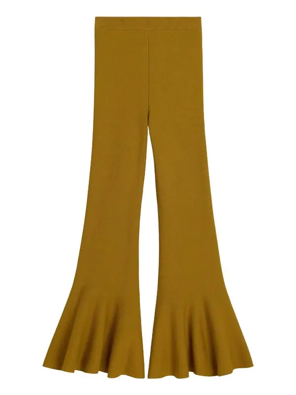 Ami Elasticated Waist Flared Trousers - Brown