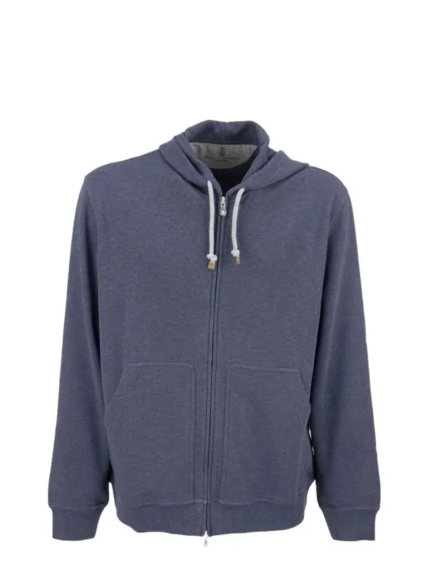 Brunello Cucinelli Zip-up Drawstring Hoodie - Blue