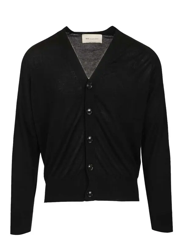 Ami Knitted V-neck Cardigan - Black