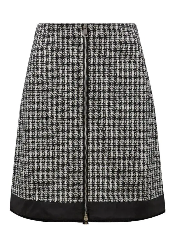 Moncler Tweed Mini Skirt With Fringed Hem - Black