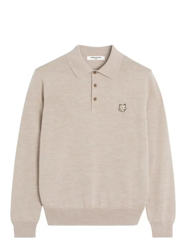 Maison Kitsuné Fox Head Patch Fine-knit Polo Shirt - Marble