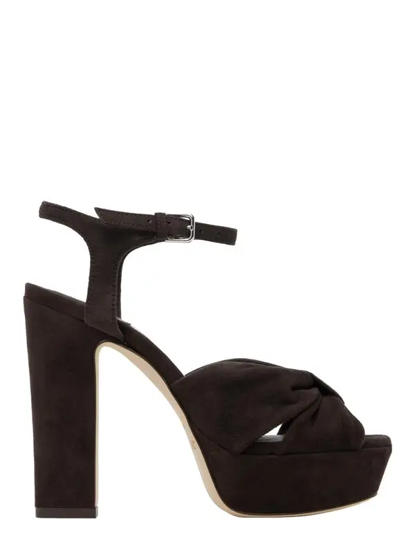 JIMMY CHOO Heloise 120 Suede High-heeled Platform Sandals - Chocolate-colored