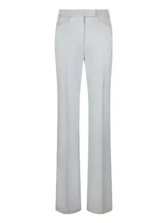 TOM FORD Lustrous Barathea Tailored Tuxedo Wide Leg Pants - Gray