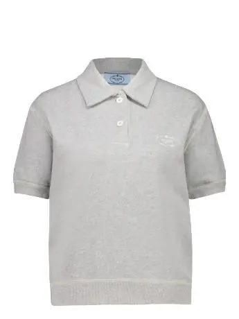 Prada Logo-print Polo Top - Hemp Gray