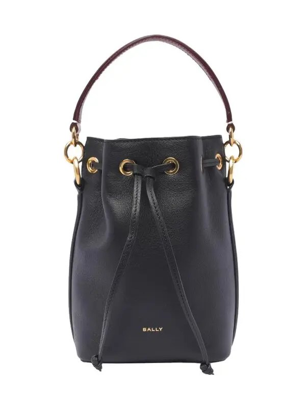 Bally Logo Printed Drawstring Bucket Bag - Black