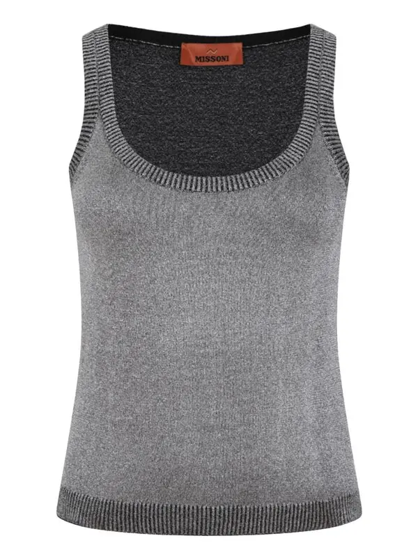 Missoni Ribbed Knit Sleeveless Round Neck Top - Silver-tone