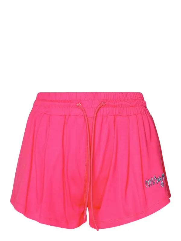 MSGM Logo Embroidered Drawstring Shorts - Pink