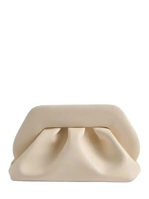 THEMOIRE Medium Bios Ruched-detail Clutch Bag - Nude