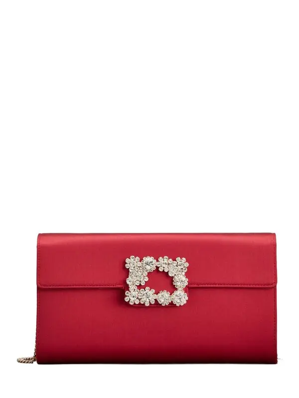 ROGER VIVIER Efflorescence Clutch In Satin - Red