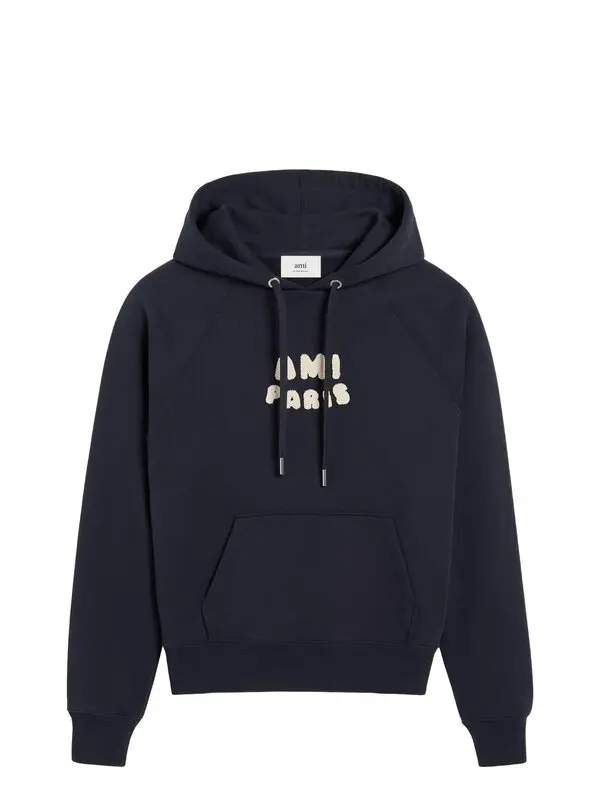 Ami De Coeur Embroidered Zip-up Hoodie - Navy Blue