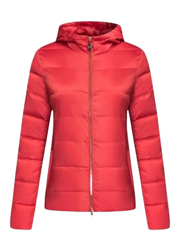 Emporio Armani Hooded Quilted Down Jacket - Red