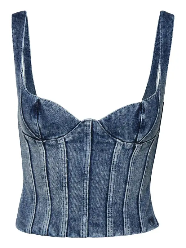 Off-White Bustier Sleeveless Denim Top - Blue