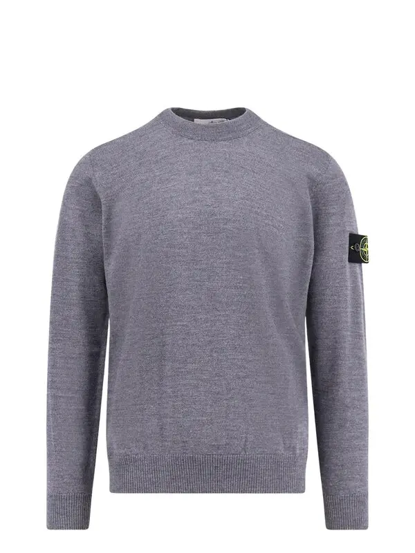 Stone Island Crewneck Jumper With Logo Patch - Ash Mixed Color