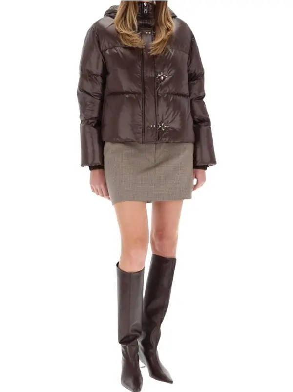 FAY Hooded Down Jacket With Toggle Fastening - Brown