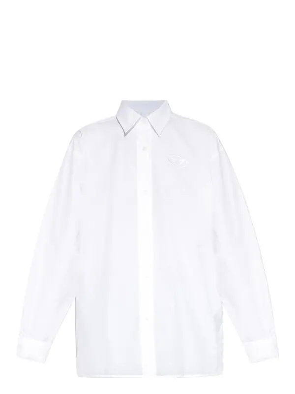 DIESEL® Button-up Shirt With Embroidered Logo - White