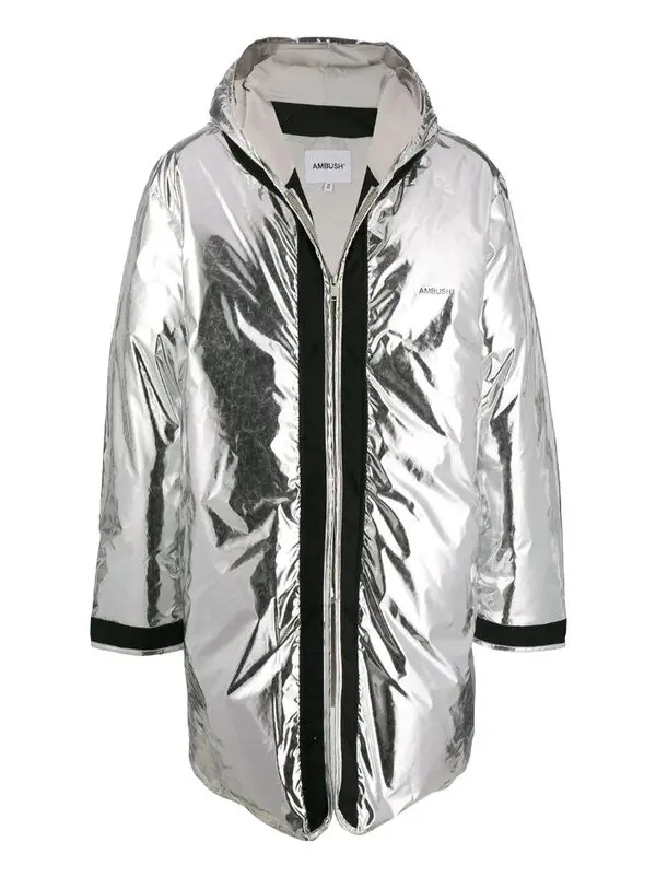 AMBUSH Silver Metallic Hooded Down Jacket - Gray