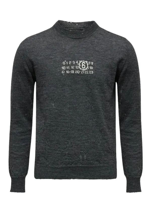 MAISON MARGIELA Numeric Graphic Knitted Jumper - Charcoal Grey
