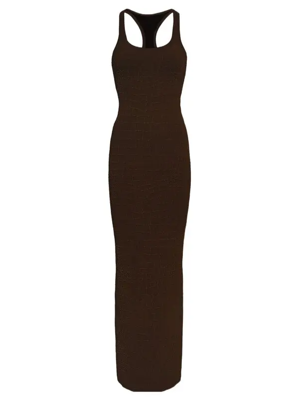 Jacquemus Scala Square-neck Sleeveless Maxi Dress - Dark Brown