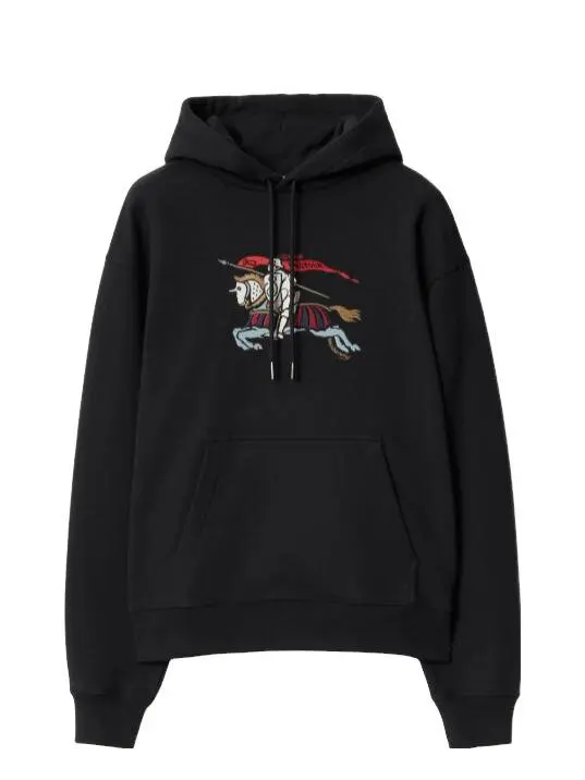 Burberry Equestrian Knight Cotton Hoodie - Black
