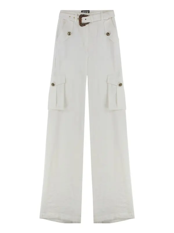 Versace Baroque Buckle Cargo Trousers - White