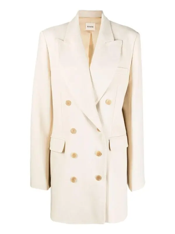 Khaite Double Breasted Tailored Blazer - White