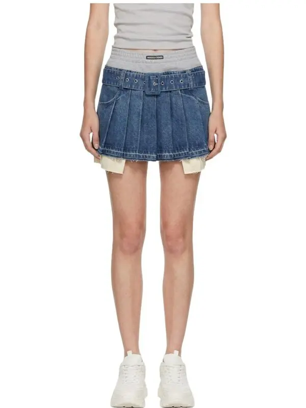 Marissa Chiara Pleated Denim Skirt - Blue