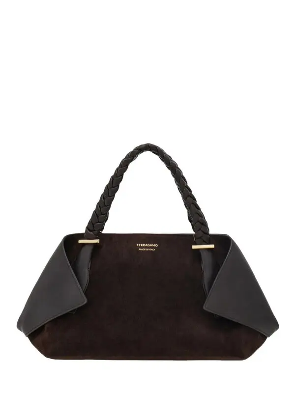 FERRAGAMO Medium Logo Printed Braided Strap Tote Bag - Moro Head