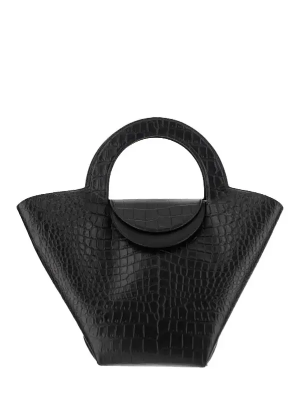 Bottega Veneta Embossed Leather Top Handle Tote Bag - Black