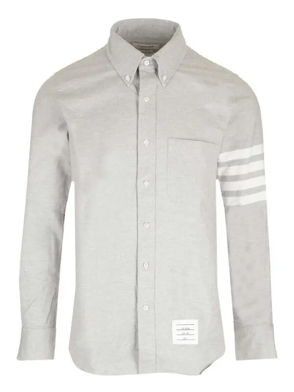 Thom Browne 4-bar Long-sleeved Shirt - Light Gray