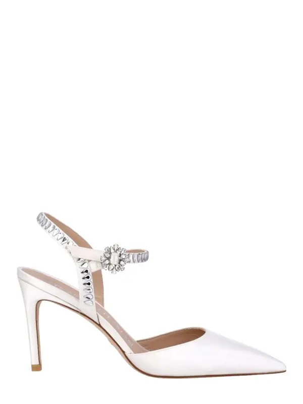 STUART WEITZMAN Pointed-toe Ankle Strap Pumps - White