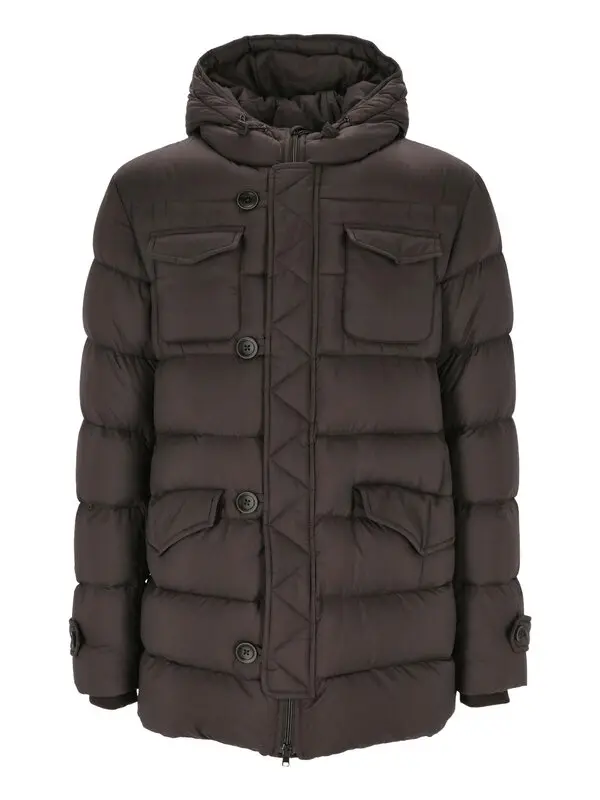 Herno L'eskimo High Neck Hooded Quilted Coat - Black