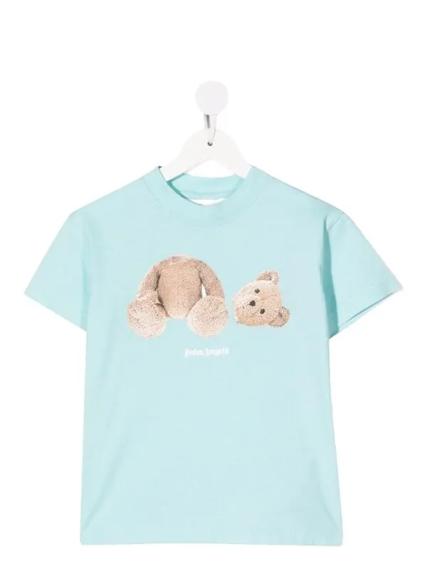 Palm Angels Bear Print Cotton T-shirt - Blue