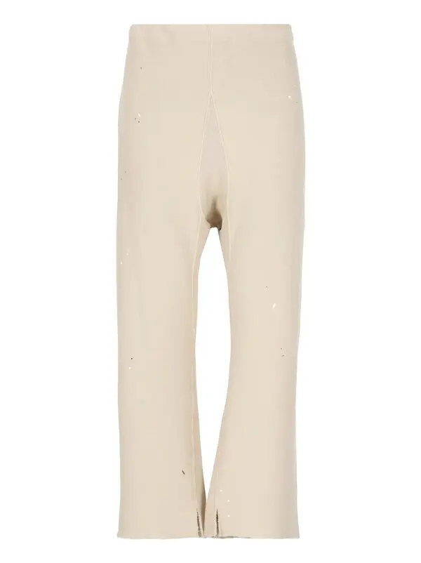 MAISON MARGIELA Drawstring Waist Cropped Trousers With Distressed Details - Nude