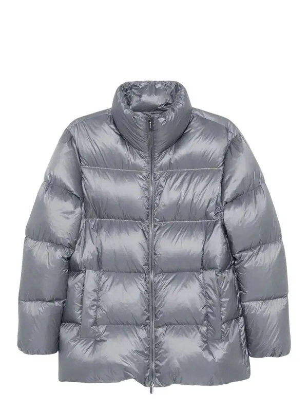 Peserico Down Jacket With High Collar And Beaded Trim - Rock Gray