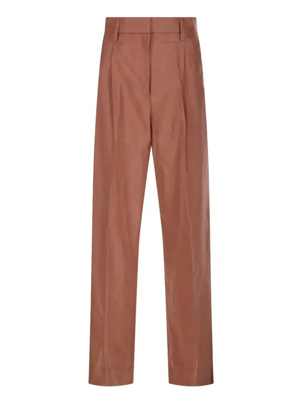 FORTE_FORTE High Waist Straight Leg Trousers - Brown