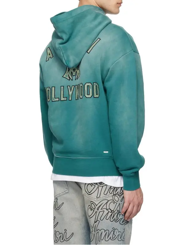 Amiri Logo Embroidered Distressed Hoodie - Evergreen