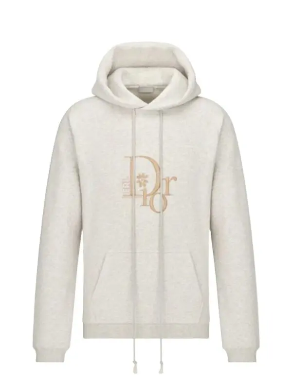 Dior By Erl Hooded Sweatshirt With Embroidered Logo - White