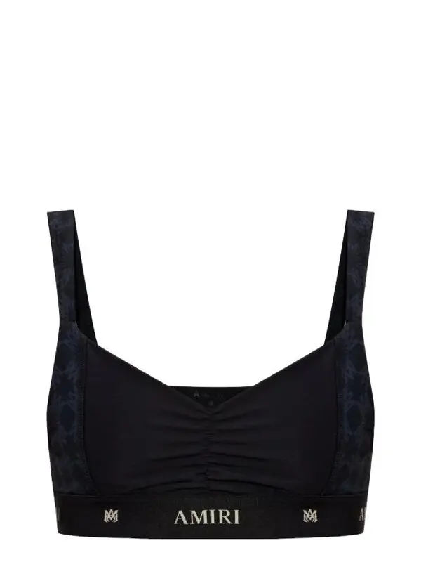 Amiri Ruched Logo Band Top - Black