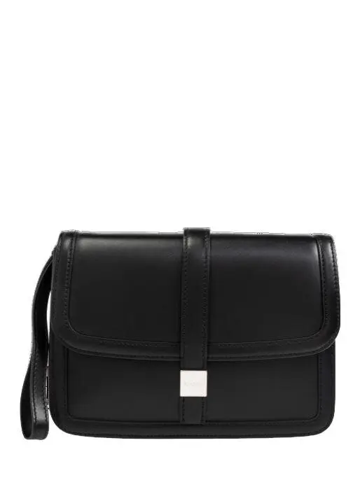 Max Mara Logo Clutch In Calfskin - Black