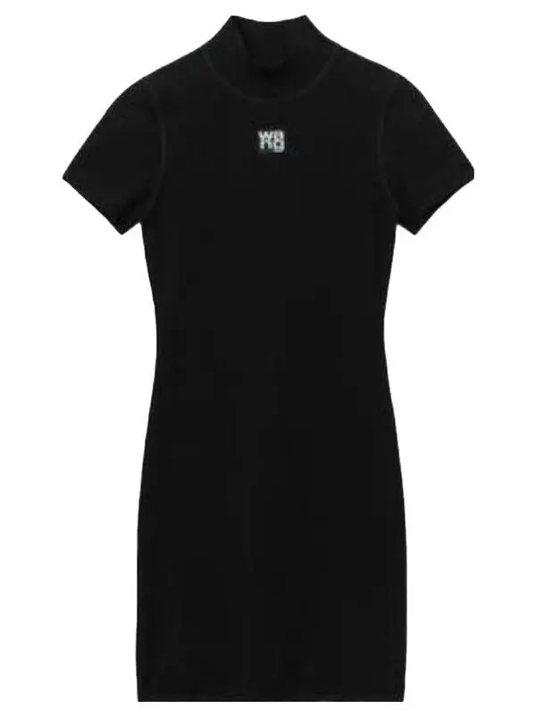 Alexander Wang Logo Printed Bodycon Mini Dress - Black