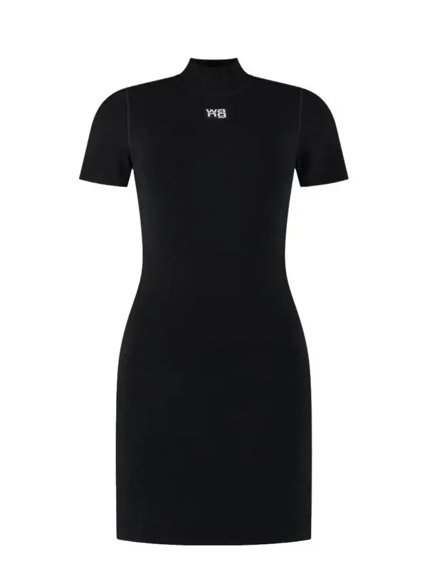 Alexander Wang Logo Printed Bodycon Mini Dress - Black